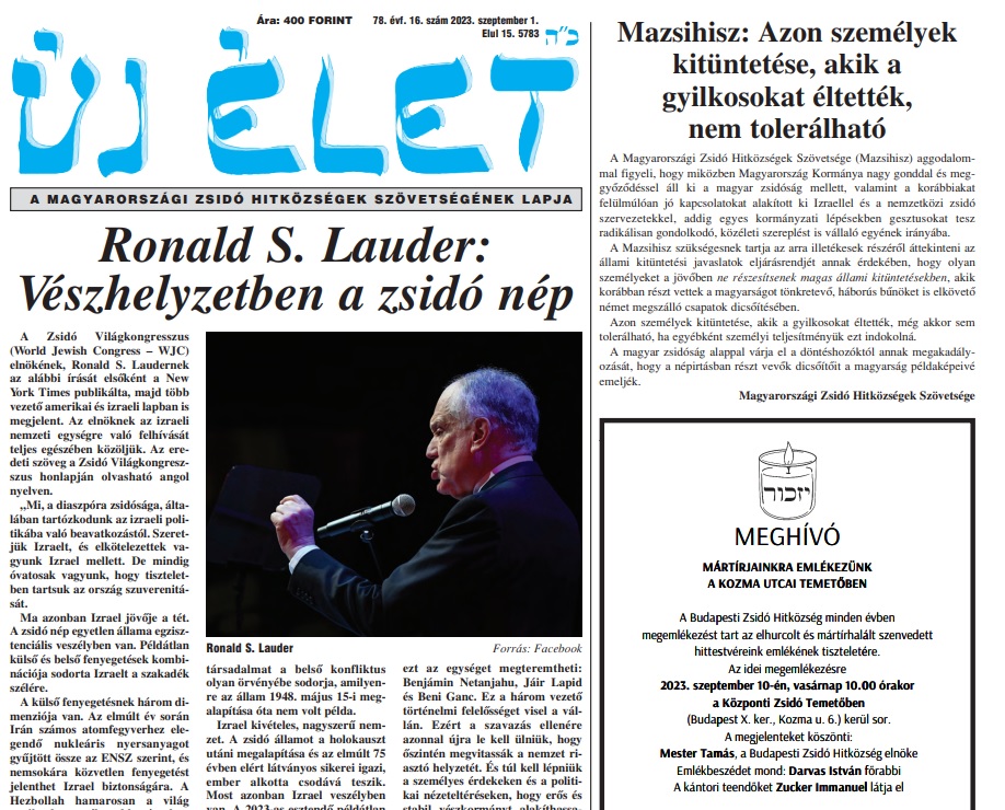 Megjelent az Új Élet legfrissebb száma - BZSH